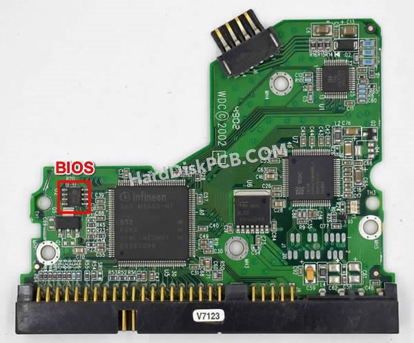 2060-001127-003ウエスタンデジタル(WD)製HDD基板PCBのBIOSチップを交換します - HardDiskPCB.com