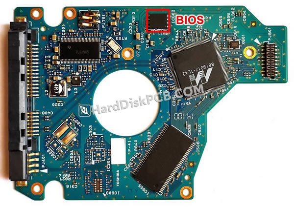 G002641A東芝(TOSHIBA)製HDD基板PCBのBIOSチップを交換します - HardDiskPCB.com